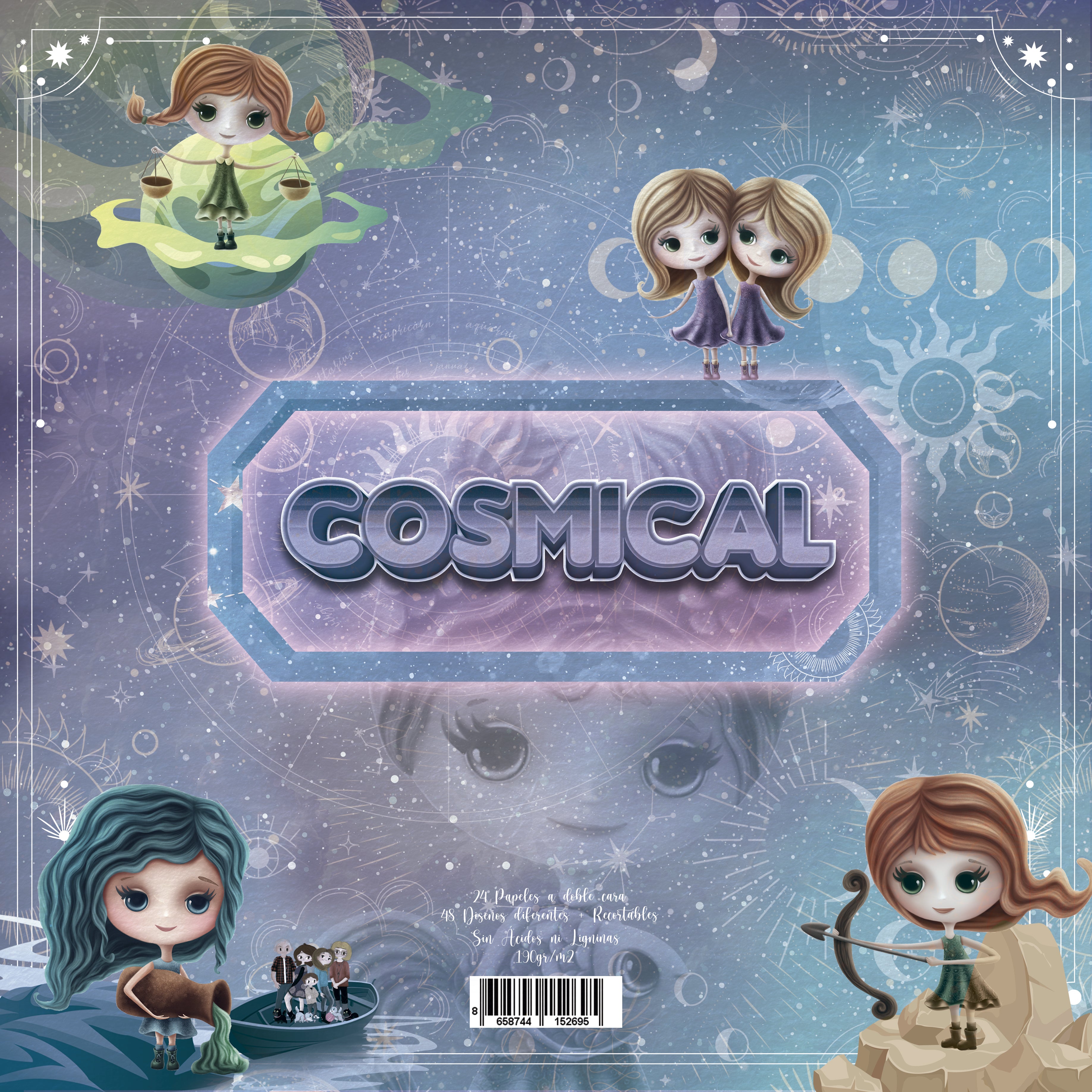 Pad 8x8" Bellaluna Crafts con 24 papeles doble cara Cosmical – CraftersB2B